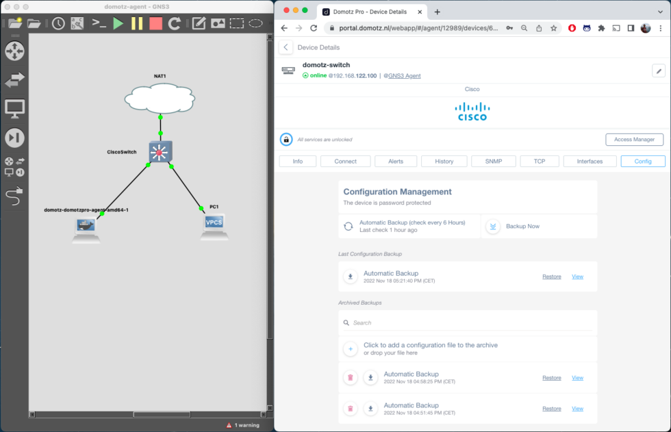 GNS3 Network Simulator - Use and Domotz Integration